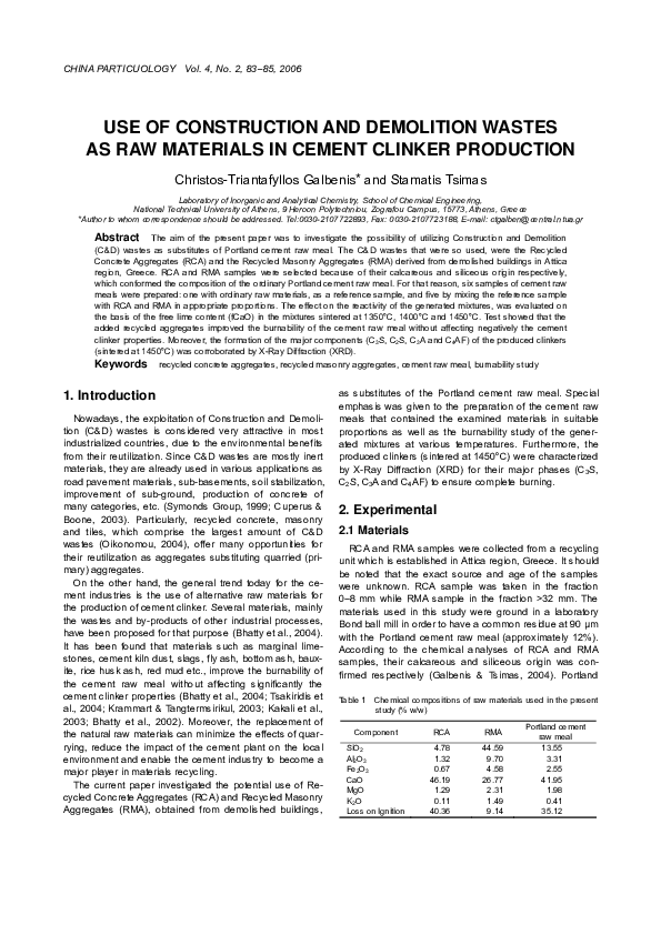 (PDF) Use of construction and demolition wastes as raw materials in ...
