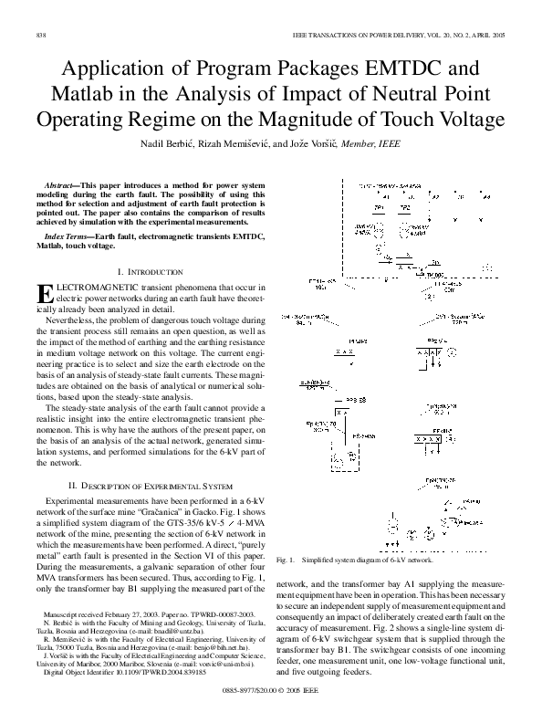 (PDF) Application of Program Packages EMTDC and Matlab in the Analysis ...