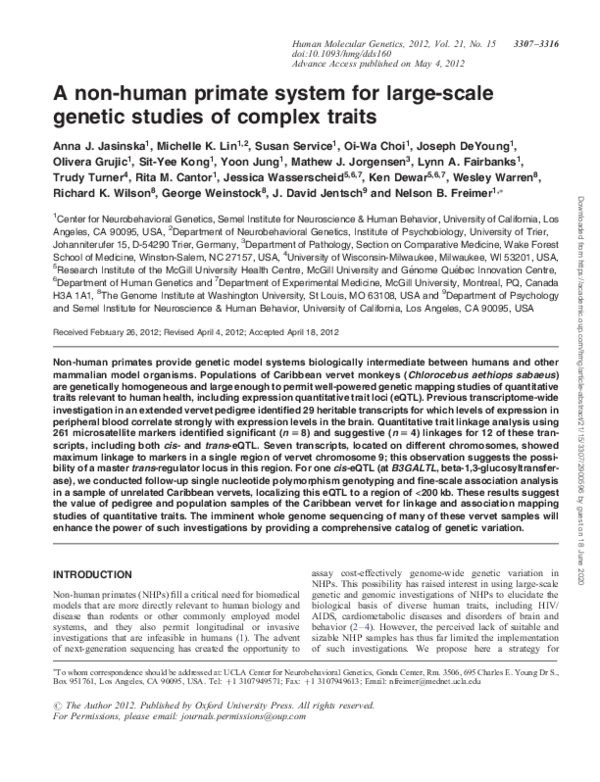 (PDF) A non-human primate system for large-scale genetic studies of ...