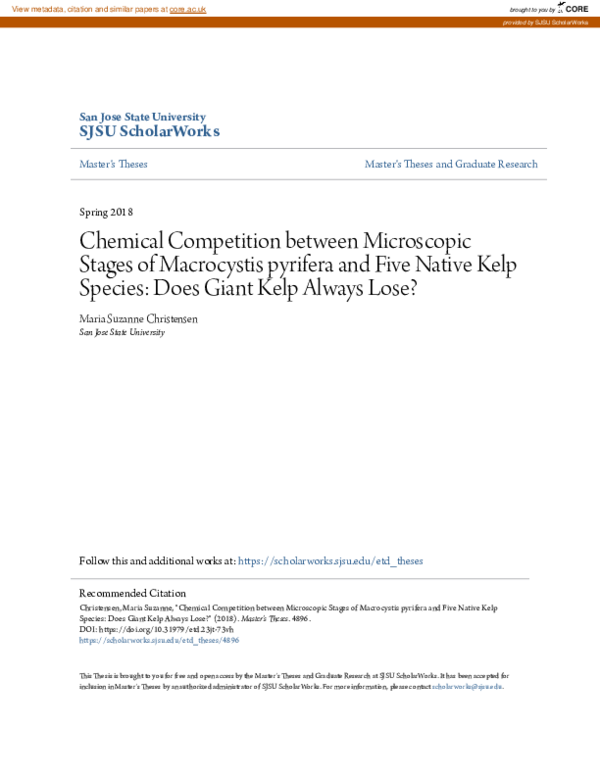 (PDF) Chemical Competition between Microscopic Stages of Macrocystis ...