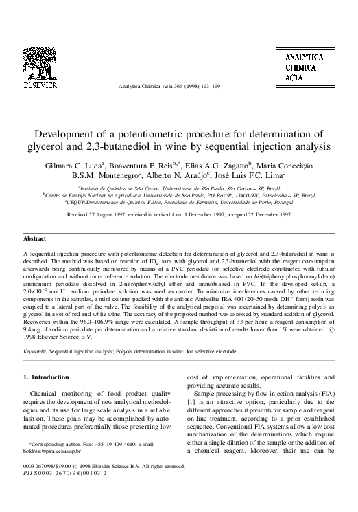 (PDF) Development of a potentiometric procedure for determination of ...