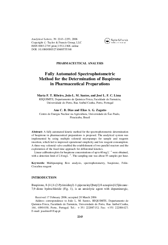 (PDF) Fully Automated Spectrophotometric Method for the Determination ...
