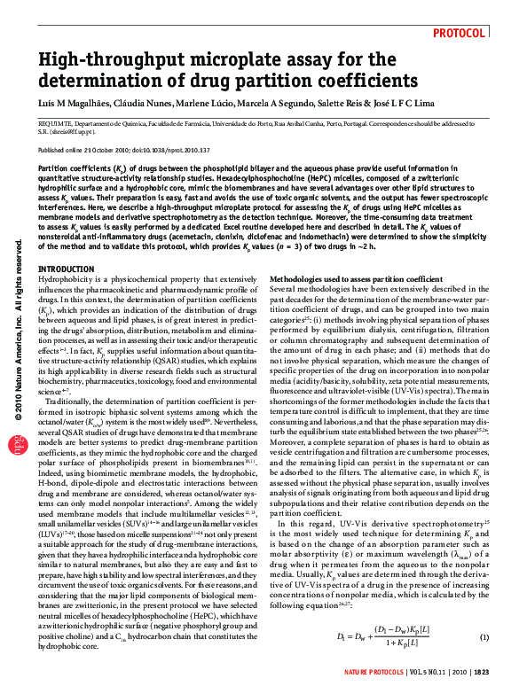 (PDF) High-throughput microplate assay for the determination of drug ...