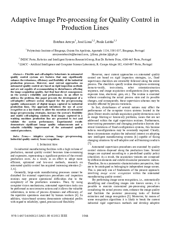 (PDF) Adaptive image pre-processing for quality control in production lines