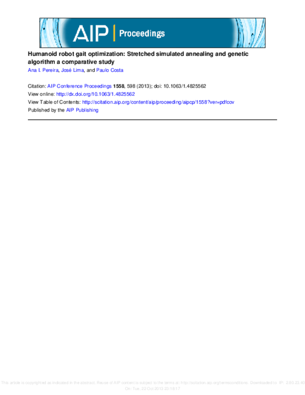 (PDF) Humanoid robot gait optimization: Stretched simulated annealing and genetic algorithm a ...