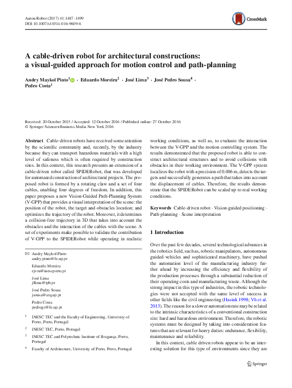 (PDF) A cable-driven robot for architectural constructions: a visual-guided approach for motion ...
