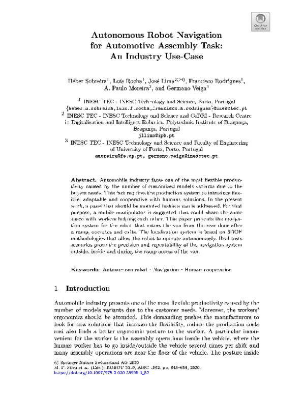 (PDF) Autonomous Robot Navigation for Automotive Assembly Task: An Industry Use-Case