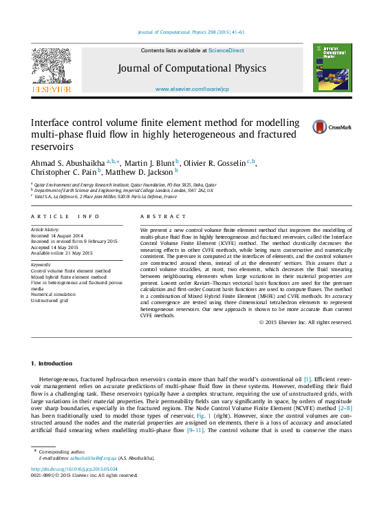 (PDF) Interface Control Volume Finite Element Method for Modelling Fluid Flow in Heterogeneous ...