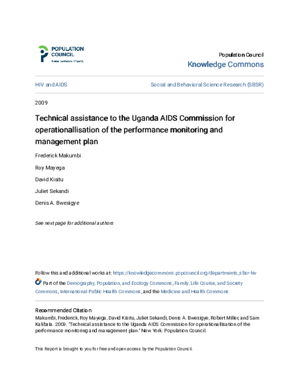 (PDF) Technical assistance to the Uganda AIDS Commission for ...