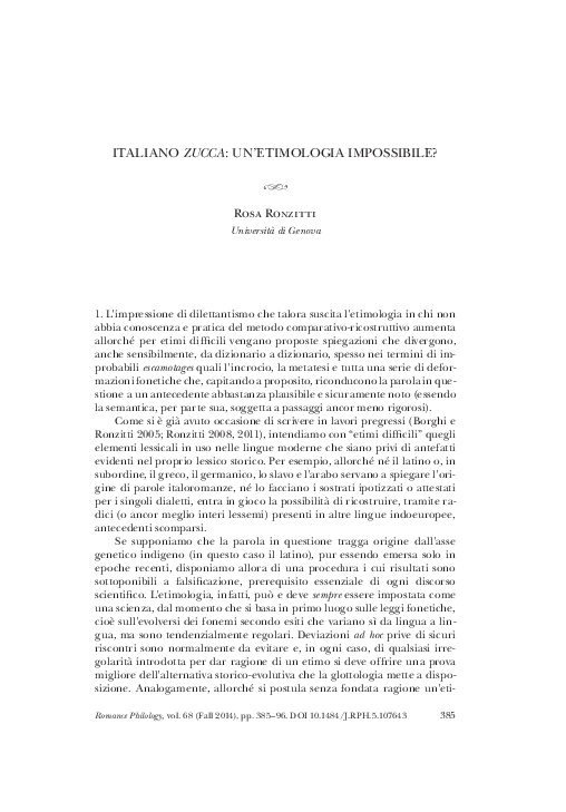 (PDF) Italiano zucca: un’etimologia impossibile?