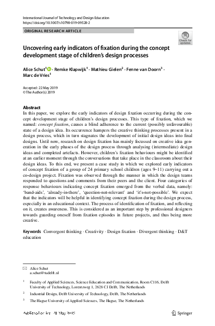 (PDF) Uncovering early indicators of fixation during the concept ...