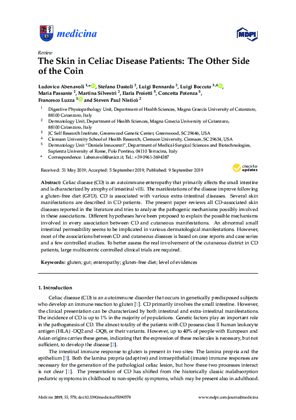 (PDF) The Skin in Celiac Disease Patients: The Other Side of the Coin