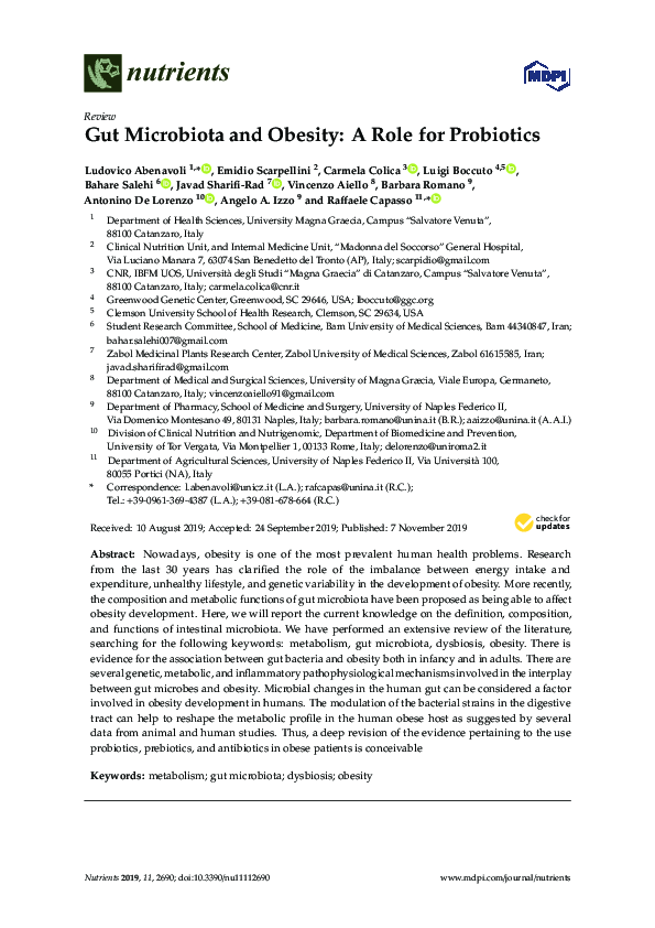 (PDF) Gut Microbiota and Obesity: A Role for Probiotics