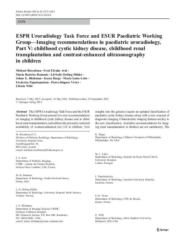 (PDF) ESPR Uroradiology Task Force and ESUR Paediatric Working Group ...