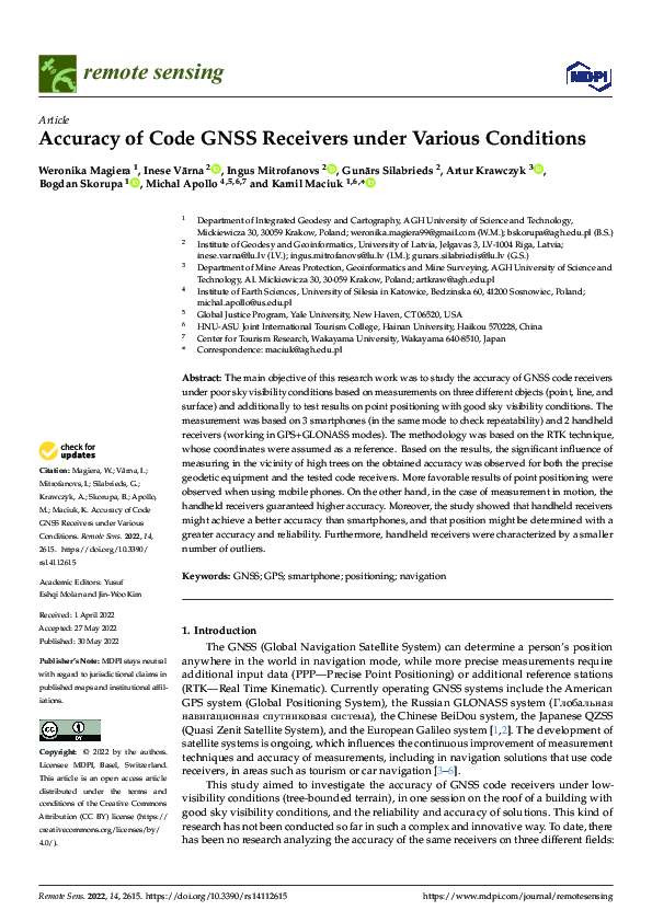 (PDF) Accuracy of Code GNSS Receivers under Various Conditions