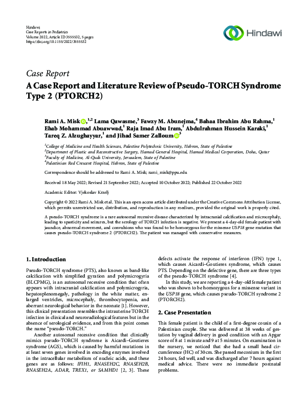 (PDF) A Case Report and Literature Review of Pseudo-TORCH Syndrome Type ...
