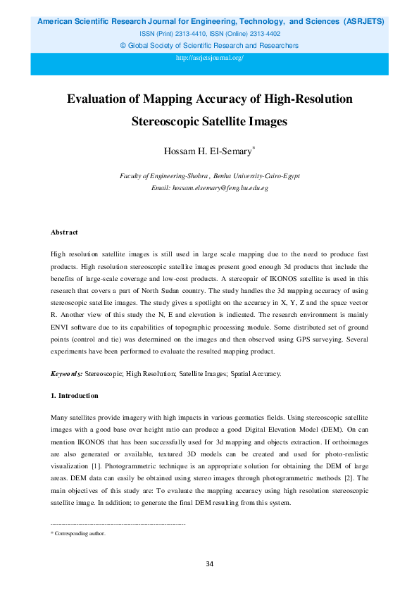 (PDF) Evaluation of Mapping Accuracy of High-Resolution Stereoscopic ...