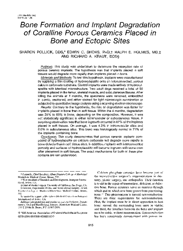 (PDF) Bone formation and implant degradation of coralline porous ...