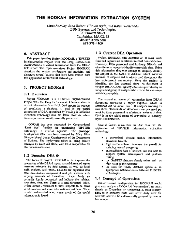 (PDF) The HOOKAH information extraction system