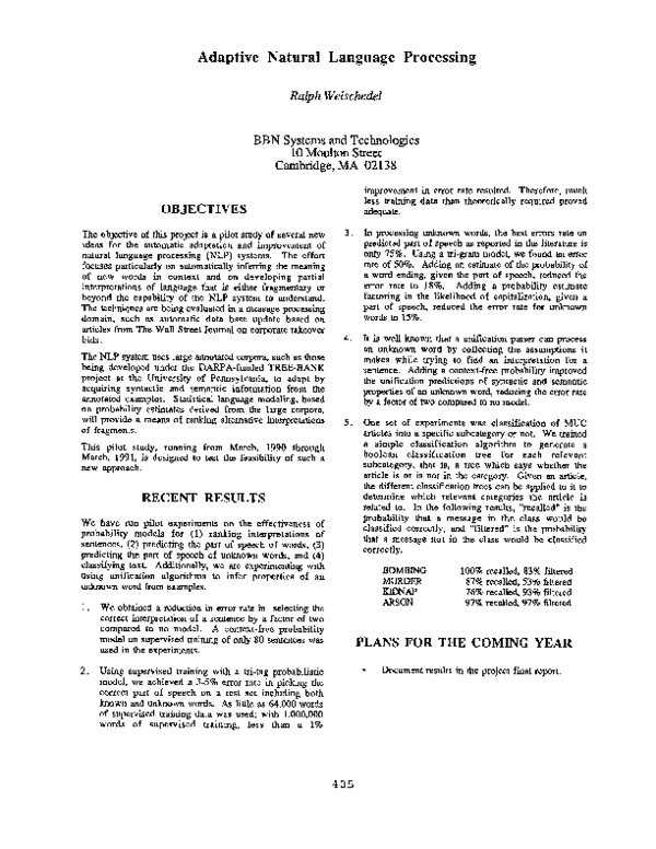 (PDF) Adaptive natural language processing | Sean Boisen - Academia.edu