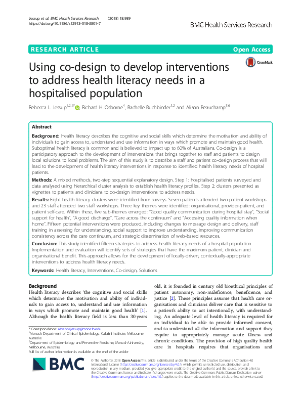 (PDF) Using co-design to develop interventions to address health ...
