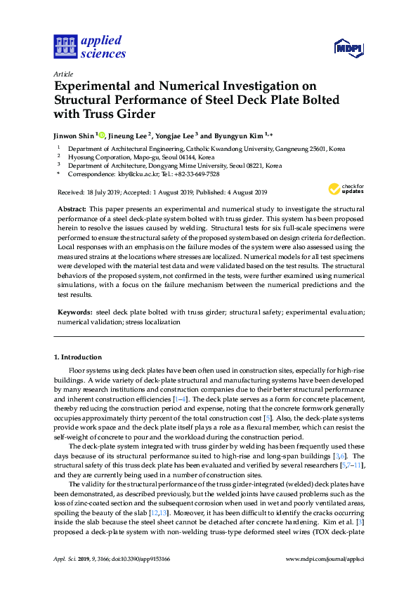 (PDF) Experimental and Numerical Investigation on Structural Performance of Steel Deck Plate ...