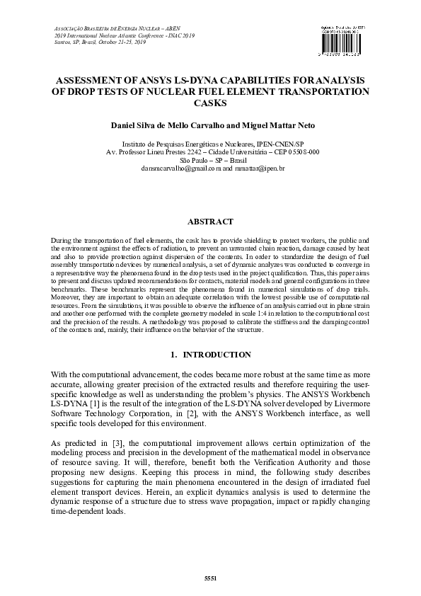 (PDF) Assessment of ANSYS LS-DYNA capabilities for analysis of drop ...