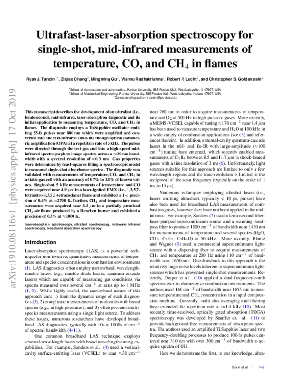 (PDF) Ultrafast laser-absorption spectroscopy for single-shot, mid-infrared measurements of ...