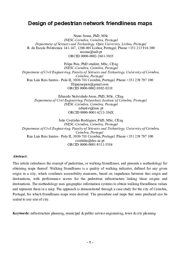 (PDF) Design of pedestrian network friendliness maps