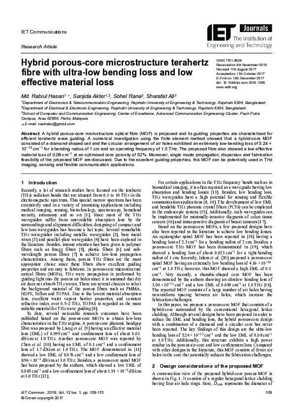 (PDF) Hybrid porous-core microstructure terahertz fibre with ultra-low ...