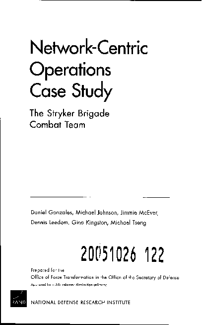 (PDF) Case Study of Network-Centric Operations at RAND