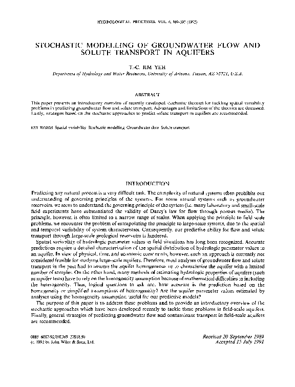 (PDF) Stochastic modelling of groundwater flow and solute transport in ...
