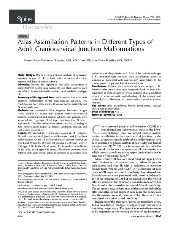 (PDF) Atlas Assimilation Patterns in Different Types of Adult Craniocervical Junction ...