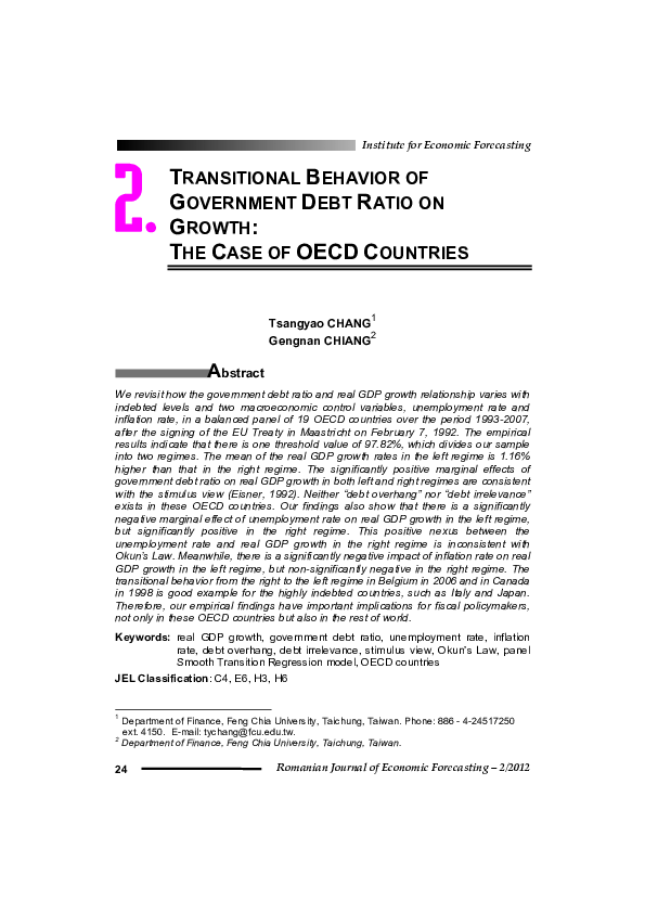 (PDF) Transitional Behavior of Government Debt Ratio on Growth: The ...