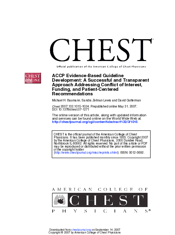 (PDF) ACCP Evidence-Based Guideline Development* A Successful and Transparent Approach ...