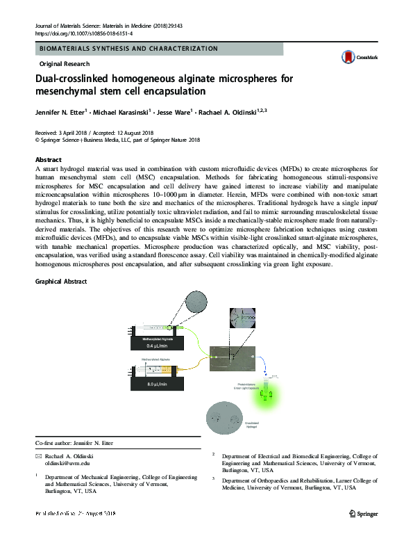 (PDF) Dual-crosslinked homogeneous alginate microspheres for ...