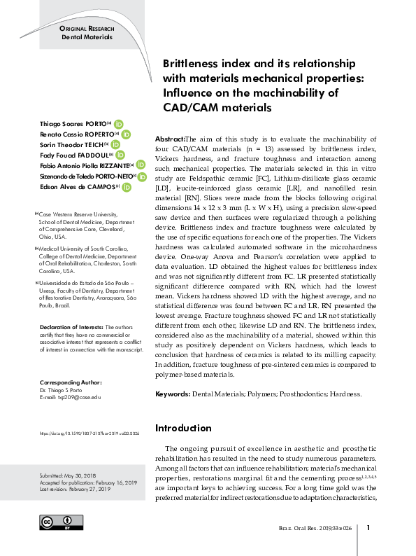 (PDF) Brittleness index and its relationship with materials mechanical properties: Influence on ...