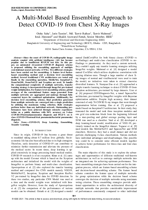 (PDF) A Multi-Model Based Ensembling Approach to Detect COVID-19 from Chest X-Ray Images