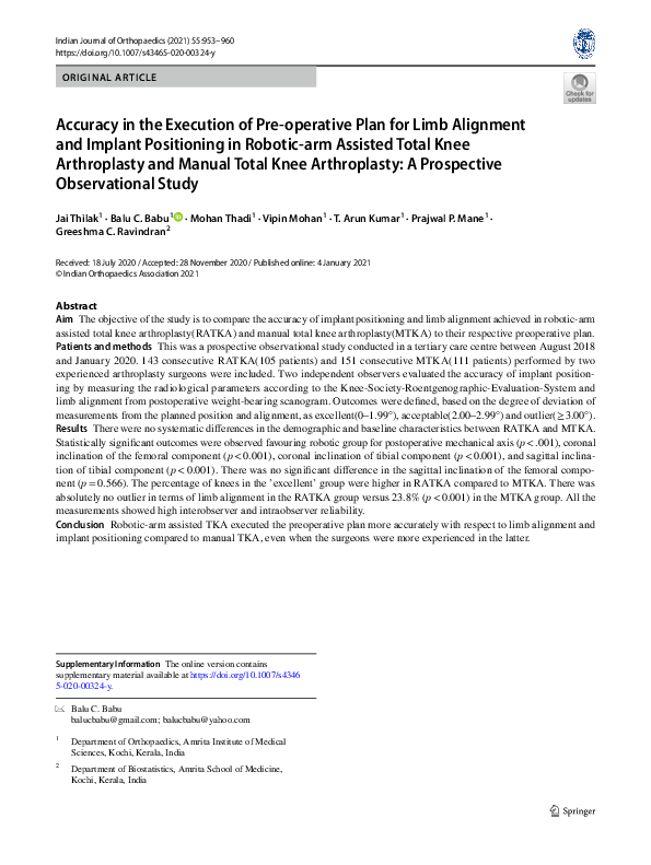 (PDF) Accuracy in the Execution of Pre-operative Plan for Limb ...