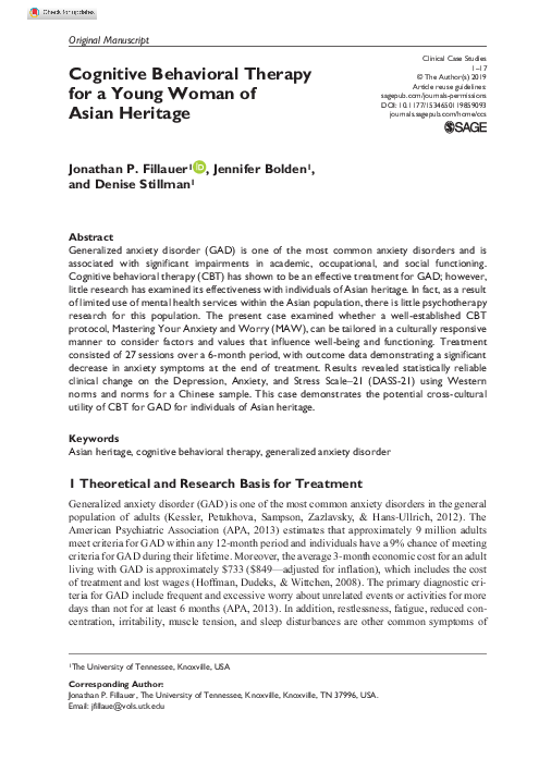 (PDF) Cognitive Behavioral Therapy for a Young Woman of Asian Heritage