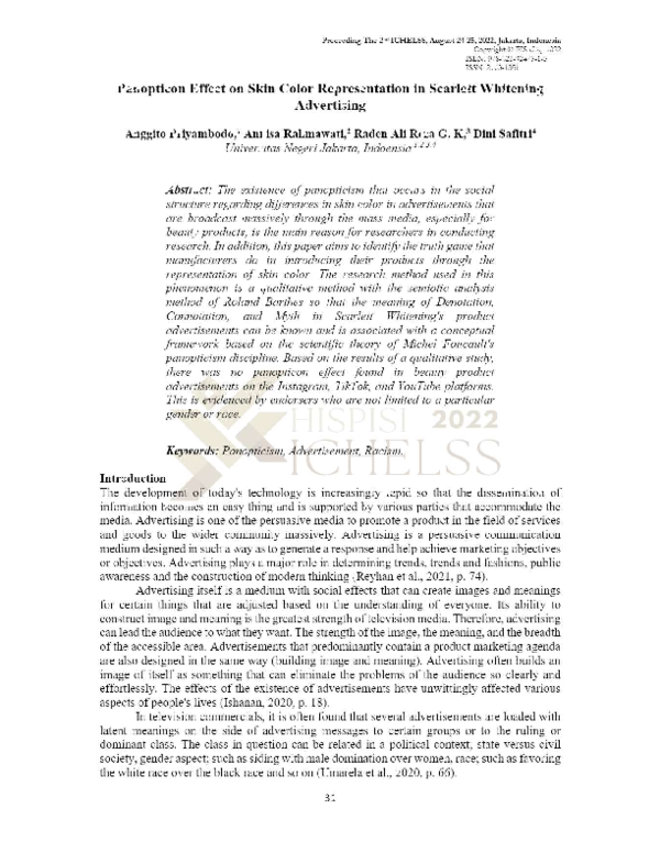 (PDF) Panopticon Effect On Skin Color Representation In Scarlett ...