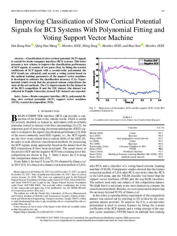 (PDF) Improving Classification of Slow Cortical Potential Signals for BCI Systems With ...