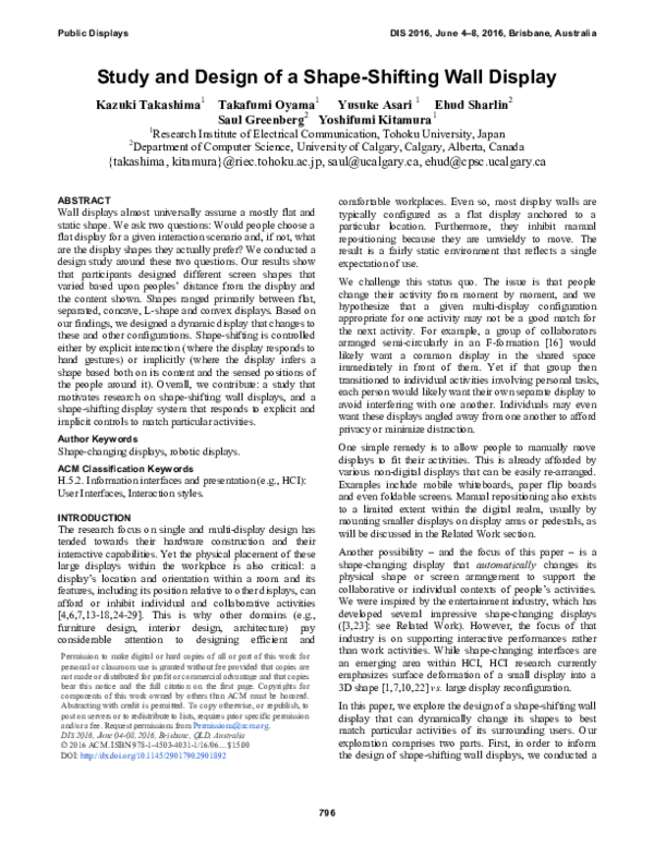 (PDF) Study and Design of a Shape-Shifting Wall Display