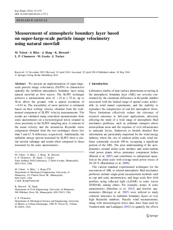 (PDF) Measurement of atmospheric boundary layer based on super-large-scale particle image ...