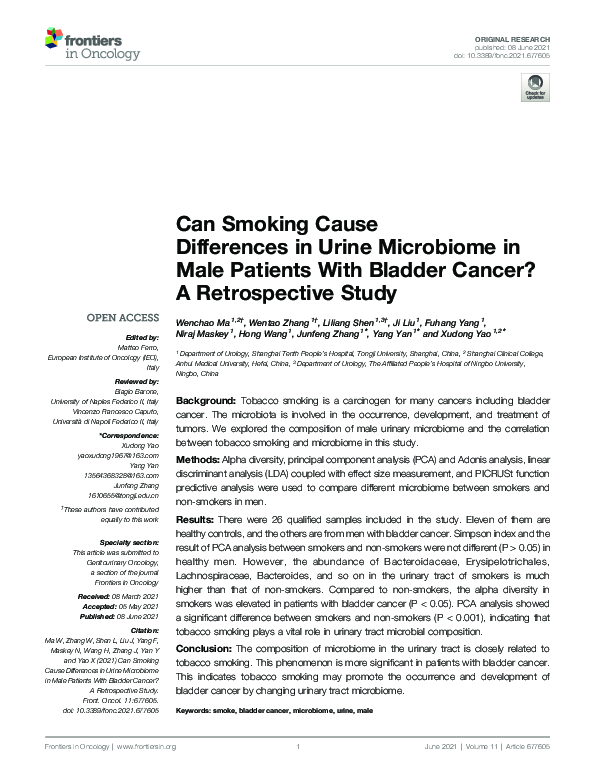 (PDF) Can Smoking Cause Differences in Urine Microbiome in Male ...