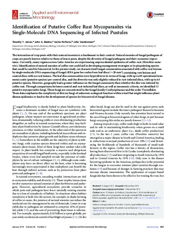 (PDF) Identification of putative coffee rust mycoparasites using single ...