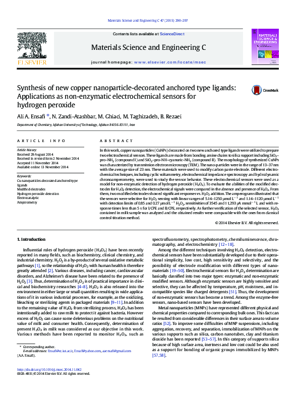 (PDF) Synthesis of new copper nanoparticle-decorated anchored type ligands: Applications as non ...
