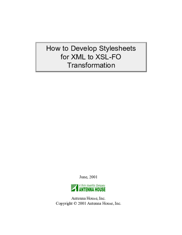 Pdf Developing Xslt For Xml To Xsl Fo