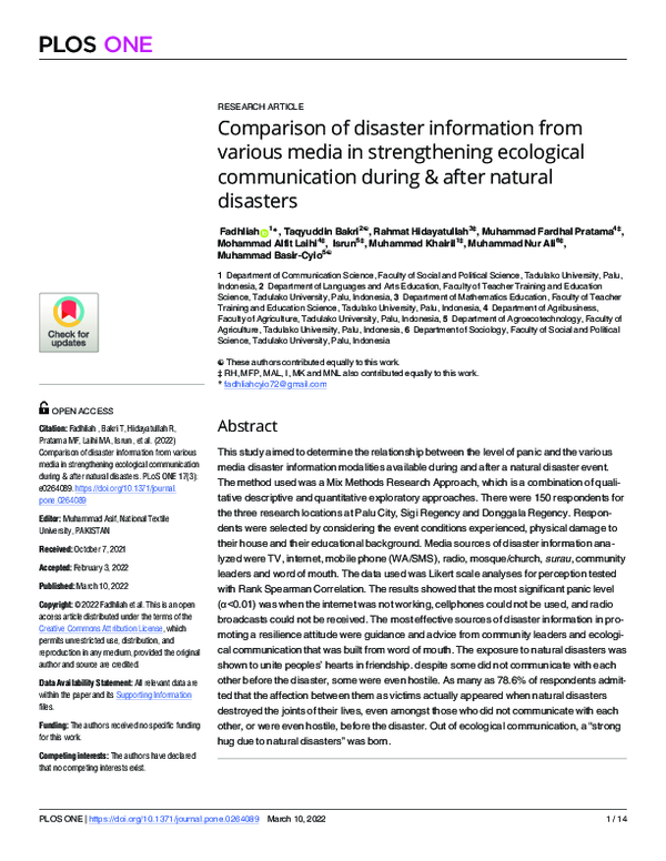 (PDF) Comparison of disaster information from various media in ...