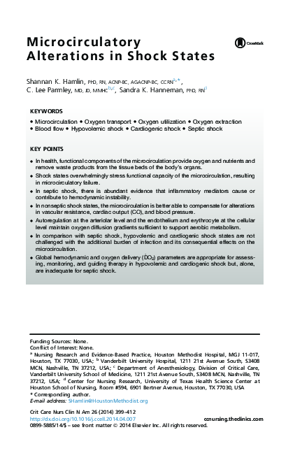 (PDF) Microcirculatory Alterations in Shock States
